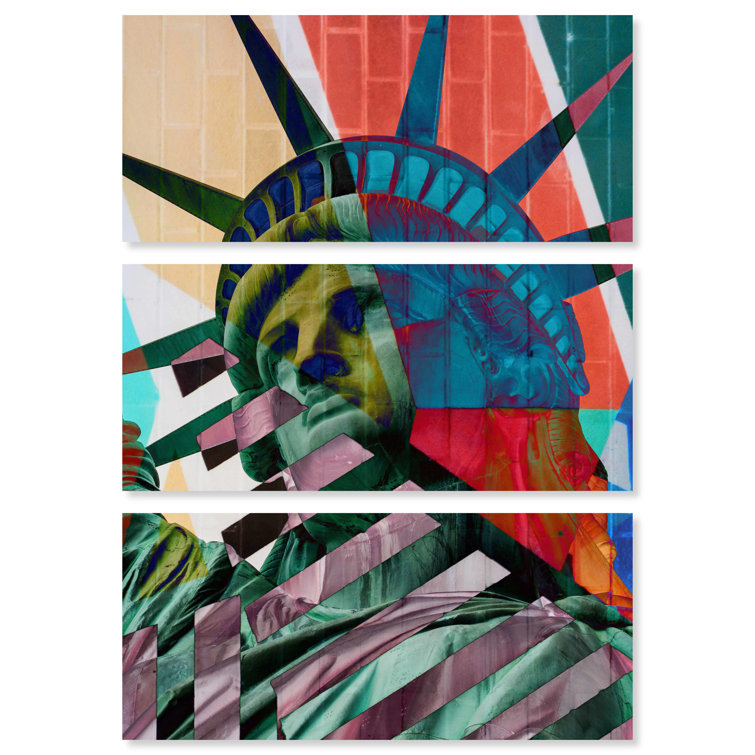 Oliver Gal Statue Of Abstraction Statue Of Abstraction Triptych, NYC Colourful Liberty Modern ...